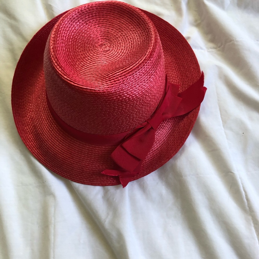 Vintage Red Straw Hat - Gem